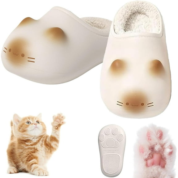 Cat Paw Print Shoe, 2026 Cat Paws Footprints Fluffy Plush Fleece Height ...