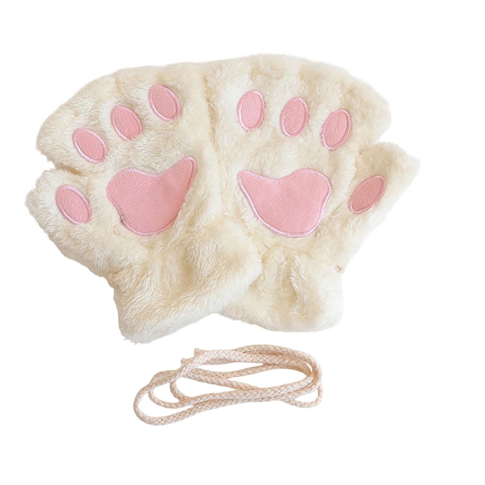 Cat Paws Gloves For Women Plush Faux Fur Fingerless Furry Paw Cute Hand ...