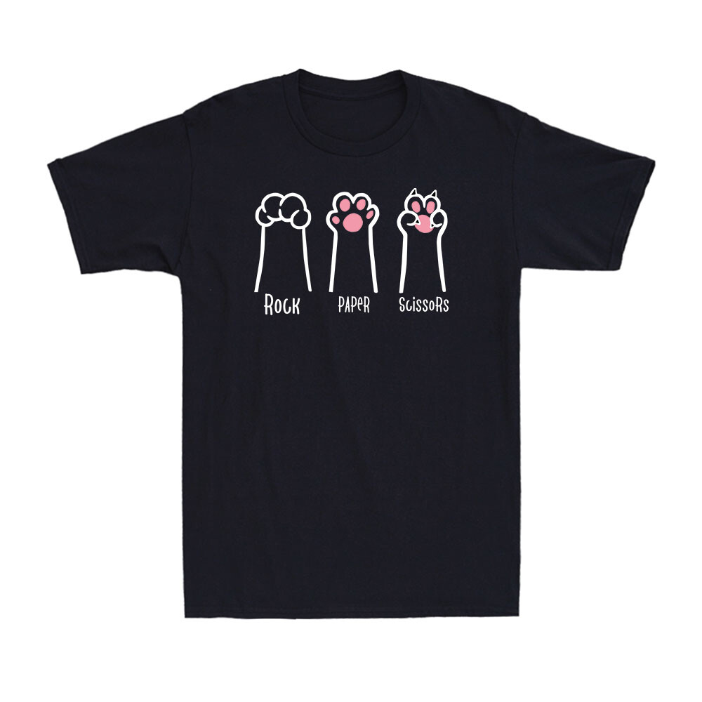 Cat Paws Rock Paper Scissors Vintage Funny Gift Men's Cotton Shirt ...
