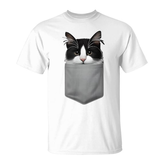 Cat Peeking In Pocket Cute Cat Lover For Dad TShirt - Walmart.com
