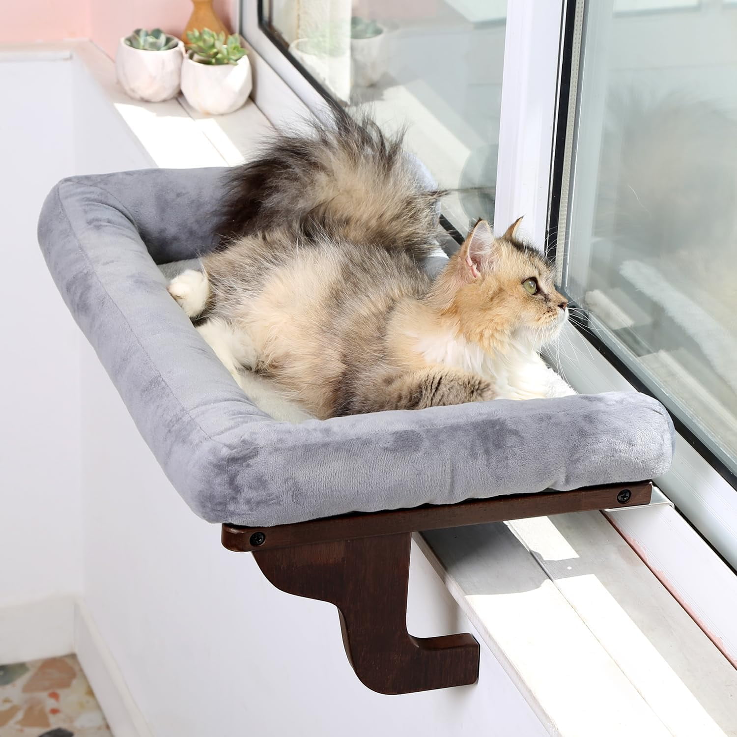 Cat Perch for Window Sill with Bolster - Orthopedic Hammock Design with ...