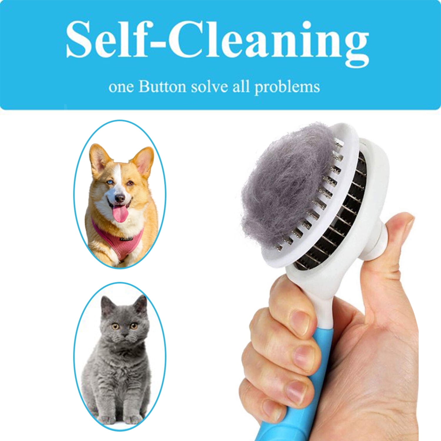 Walmart Pet Coat Deshedding Tool: Self-Cleaning Slicker Brush for Dog ...