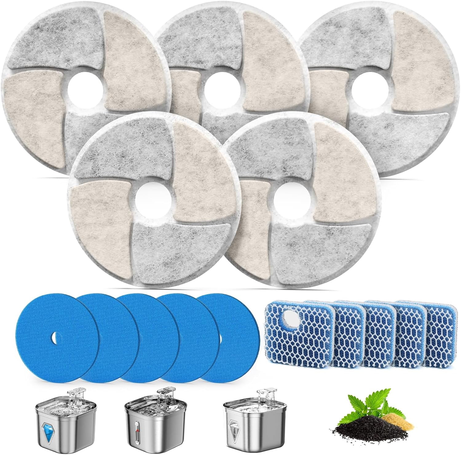 Cat Pet Water Fountain Filters, 5 Pack Replacement Filters Fit for ...