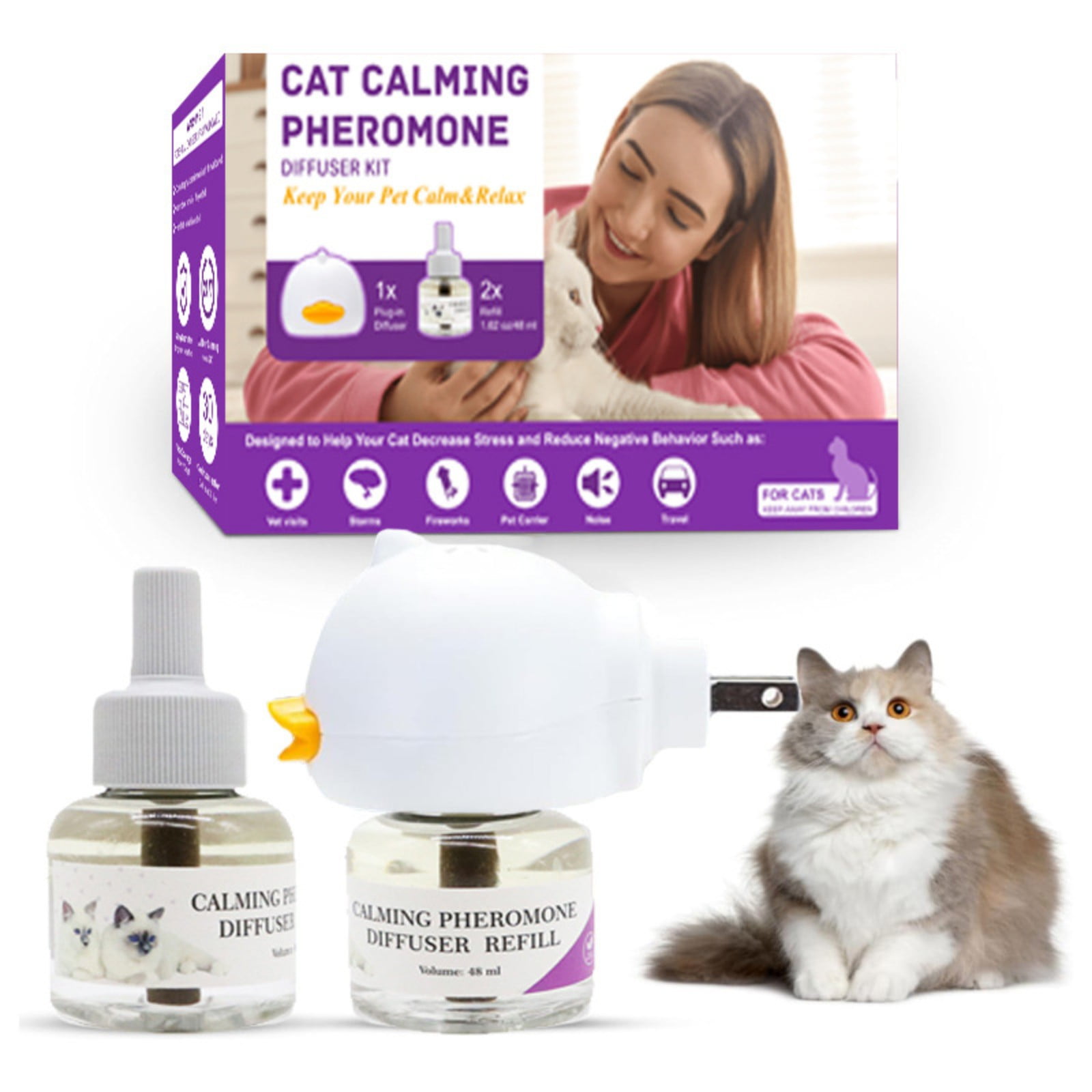 Cat Pheromones Calming Diffuser 2 Packs Pheromone Refills for Cats ...