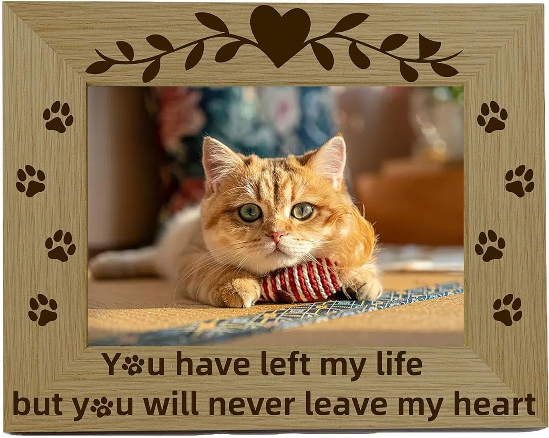 Cat Picture Frame Pet Paws Wood Photo Frames Engraved Display Wooden ...