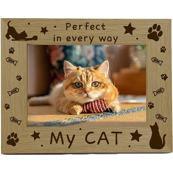 Cat Picture Photo Frames Engraved Frame Memorial Natural Fits 4x6inch ...