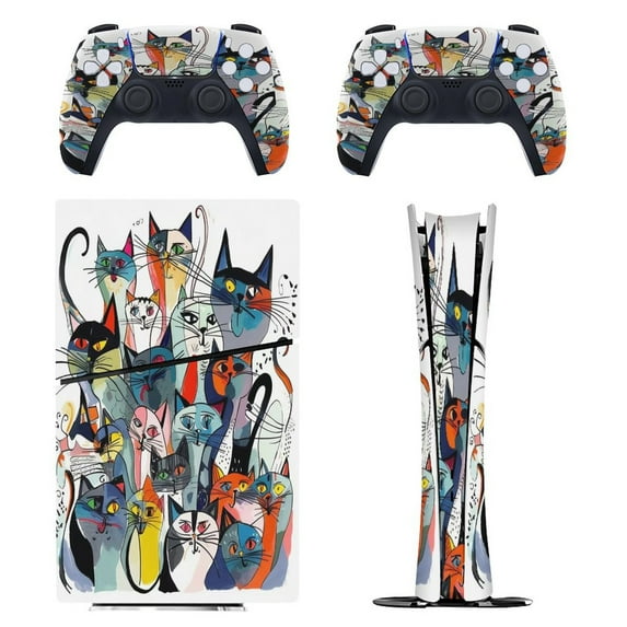 Cat Pictures Doodle Style PS5/PS5 Slim Digital Disc Skin Sticker For ...