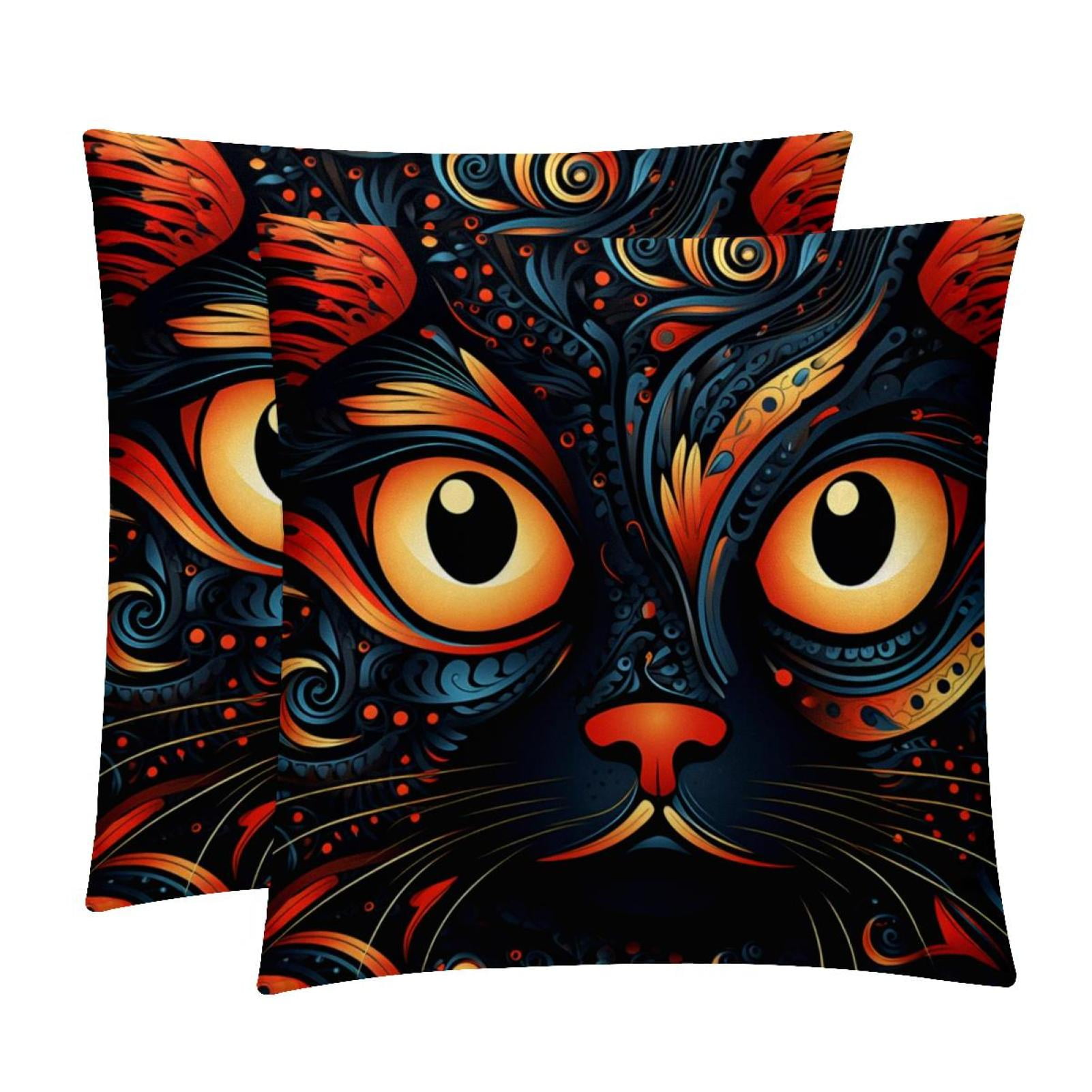 Cat Pillow Covers with Unique Patterns - Set of 2, Chair Pillow Covers ...
