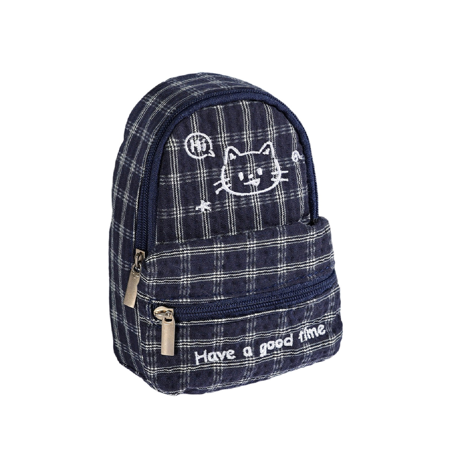 Cat Plaid Mini Backpack, Navy Durable Small Backpack for Students ...