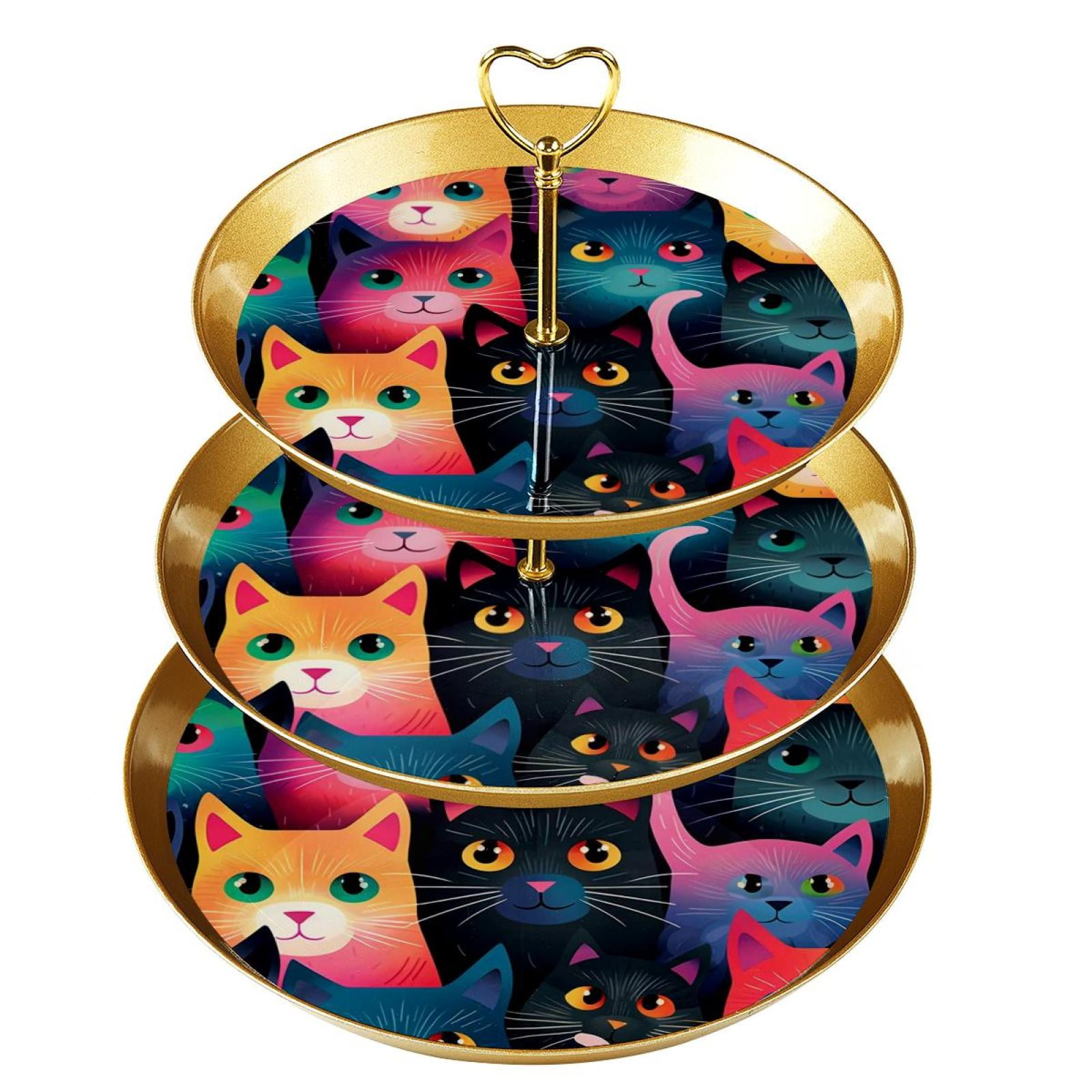 Cat Plastic Discs Iron Pillar Display Stand for Dessert Table - 32cm ...