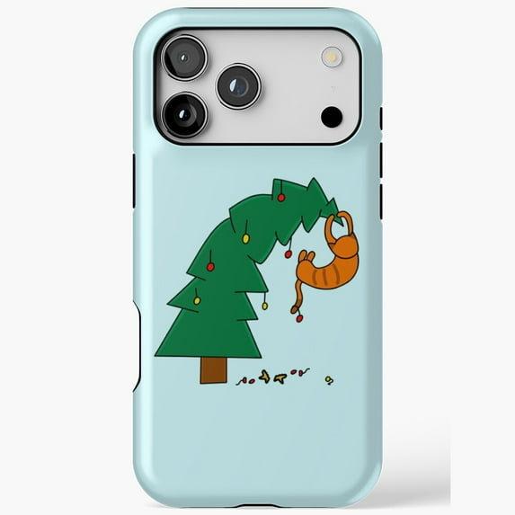 Cat Playing Christmas Tree Case for iPhone 11 12 13 14 15 16 17 Pro Max ...