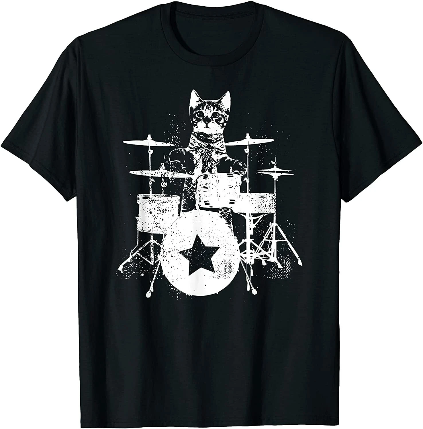 Cat Playing Drums Cool Idea Tee Vintage T-Shirt - All Sizes S-5Xl ...