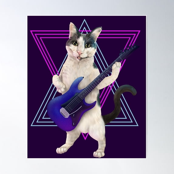 Cat Playing Electric Guitar Poster Wall Art, Modern Wall Decor For ...