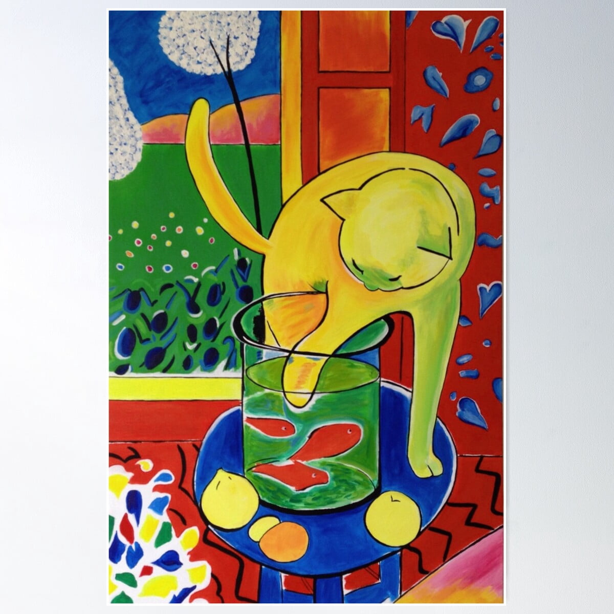 Cat Playing Fish Poster Wall Art Modern Wall Decor Wall Art Home Decor ...