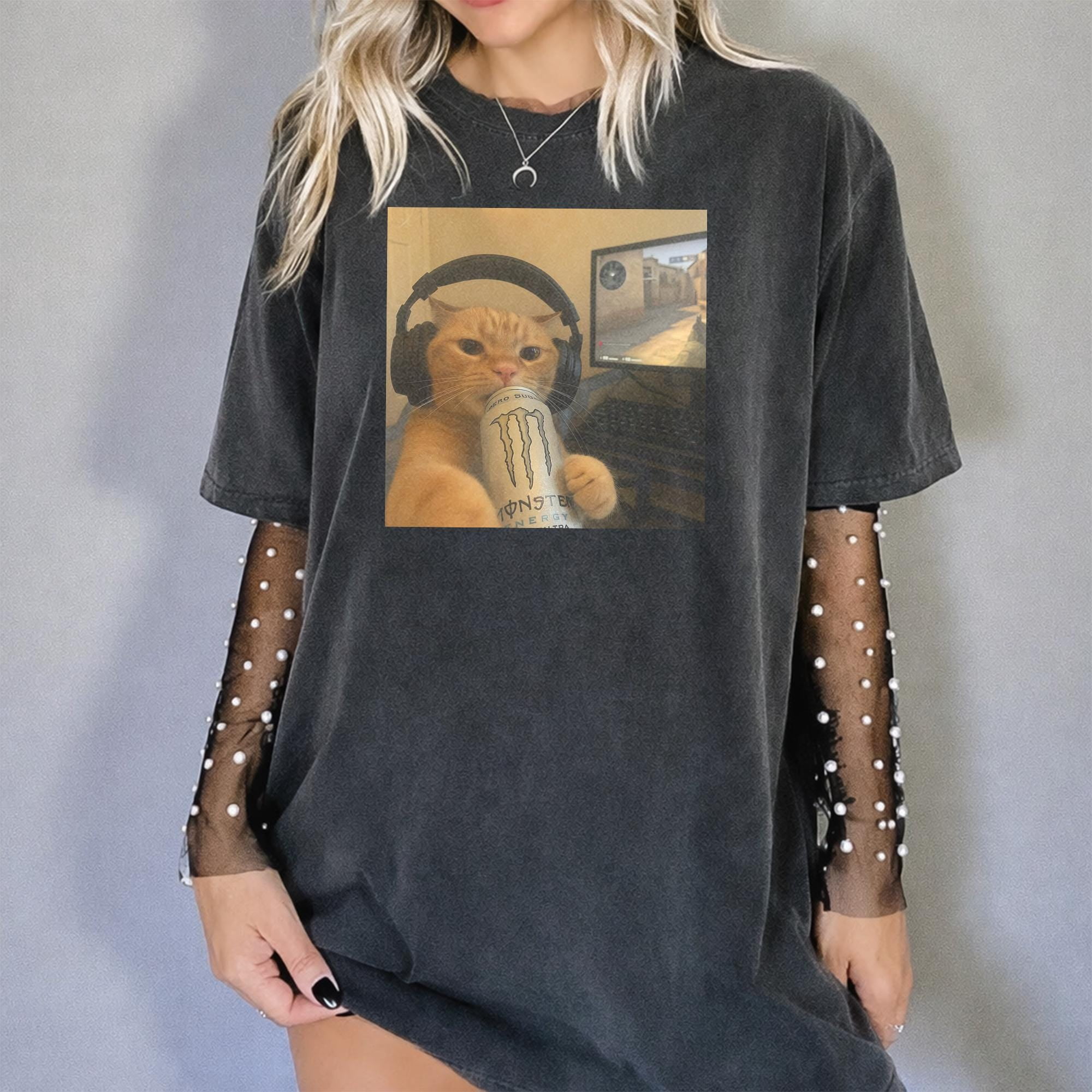 Cat Playing Game Meme Shirt, Comfort Colors Funny Cat Shirt, Gen Z Joke ...