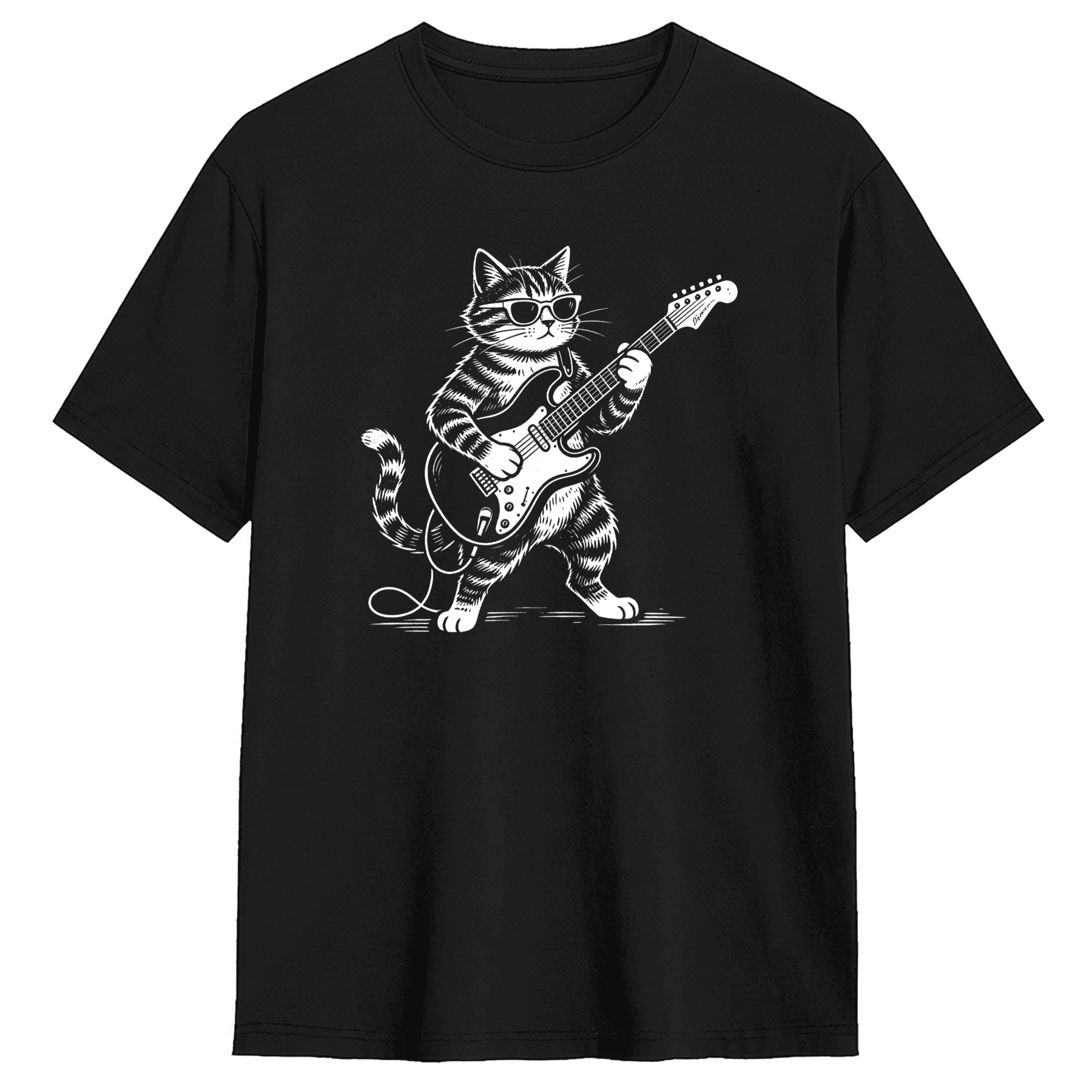 Cat Playing Guitar Retro Graphic Tee For Men And Women, Music Fun ...