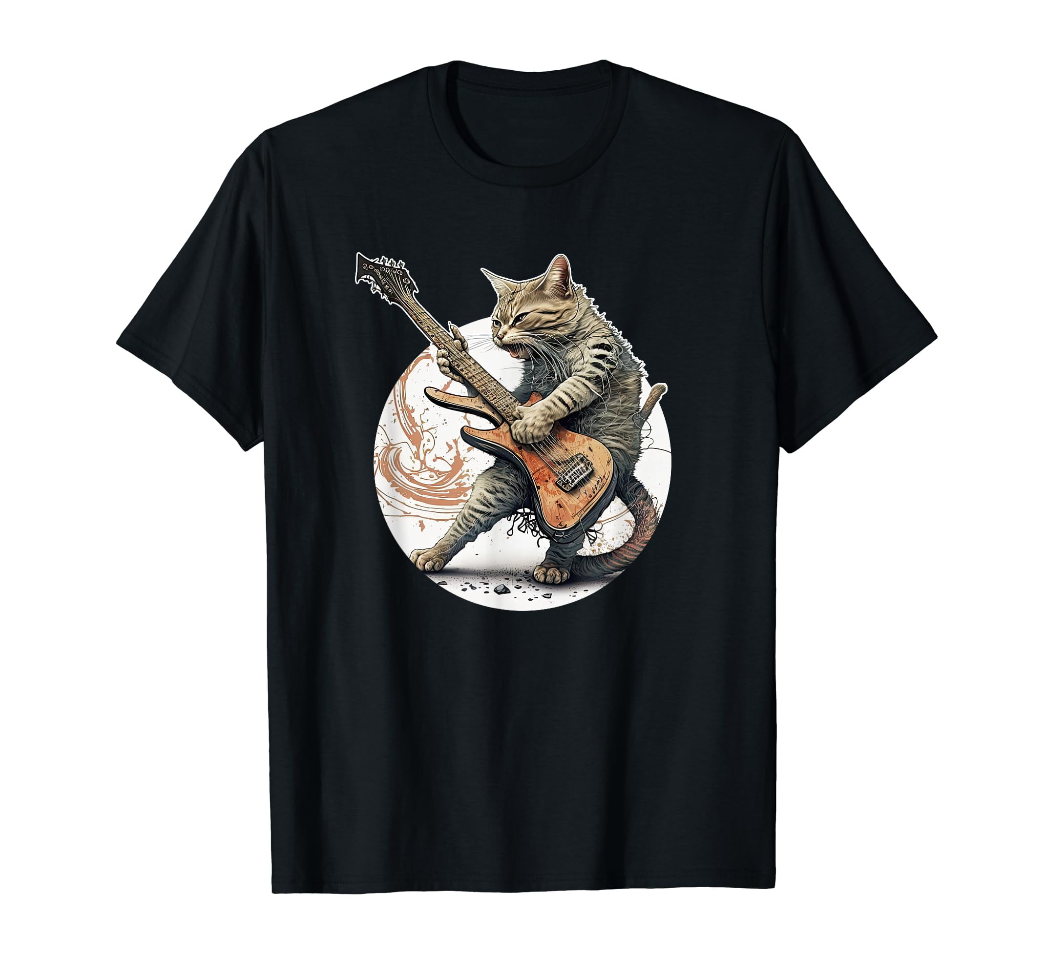 Cat Playing Guitar | Rock Cat | Heavy Metal Cat | Music Cat Black T ...