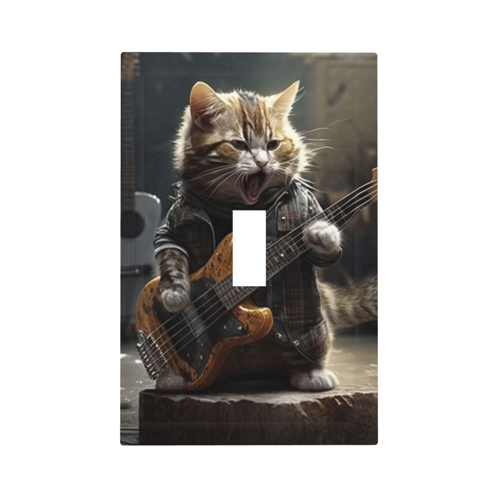 Cat Playing Guitar Rock Music Single Toggle Wall Plate 1 Gang ...