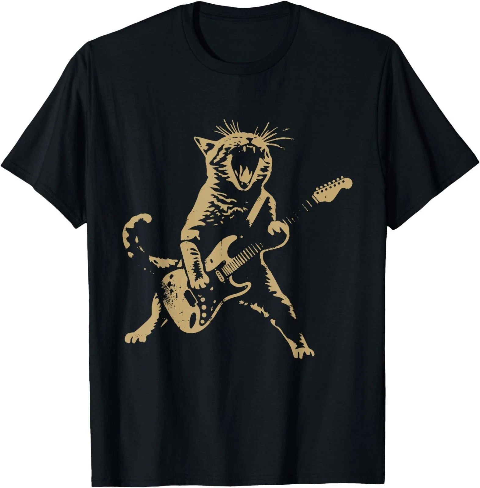 Cat Playing Guitar Rock Star Rock And Roll Music T-Shirt, for Men ...