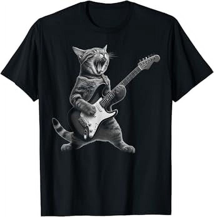 Cat Playing Guitar Rock Star Rock and Roll For Men Women Kid T-Shirt ...