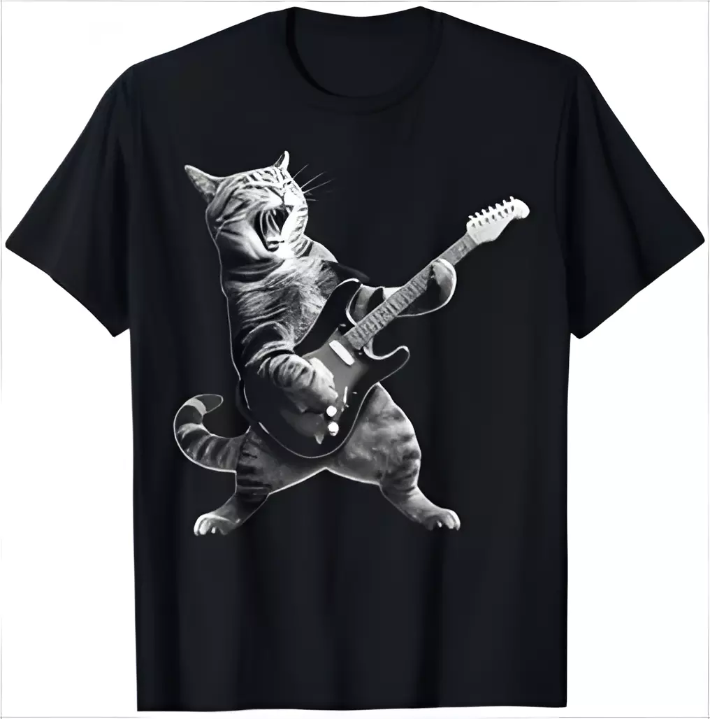 Cat Playing Guitar Rock and Roll Rock Star For Wo Kid T-Shirt - Walmart.com