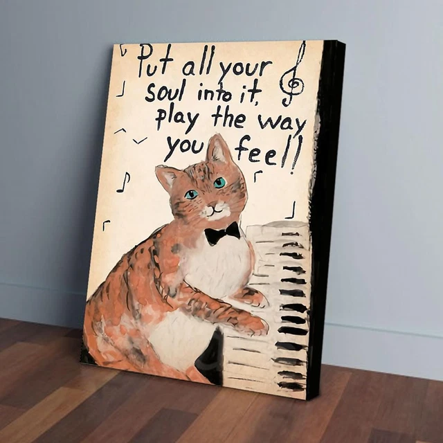 Cat Playing Piano NO FRAMED POSTER Home Decor, Vintage Art Print ...