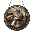 Cat Playing Piano Stained Glass Suncatcher – Musical Window Art ...