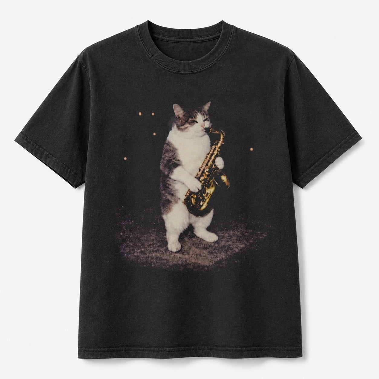 Cat Playing Saxophone Graphic Comfort Colors T-Shirt, Garment-Dyed ...