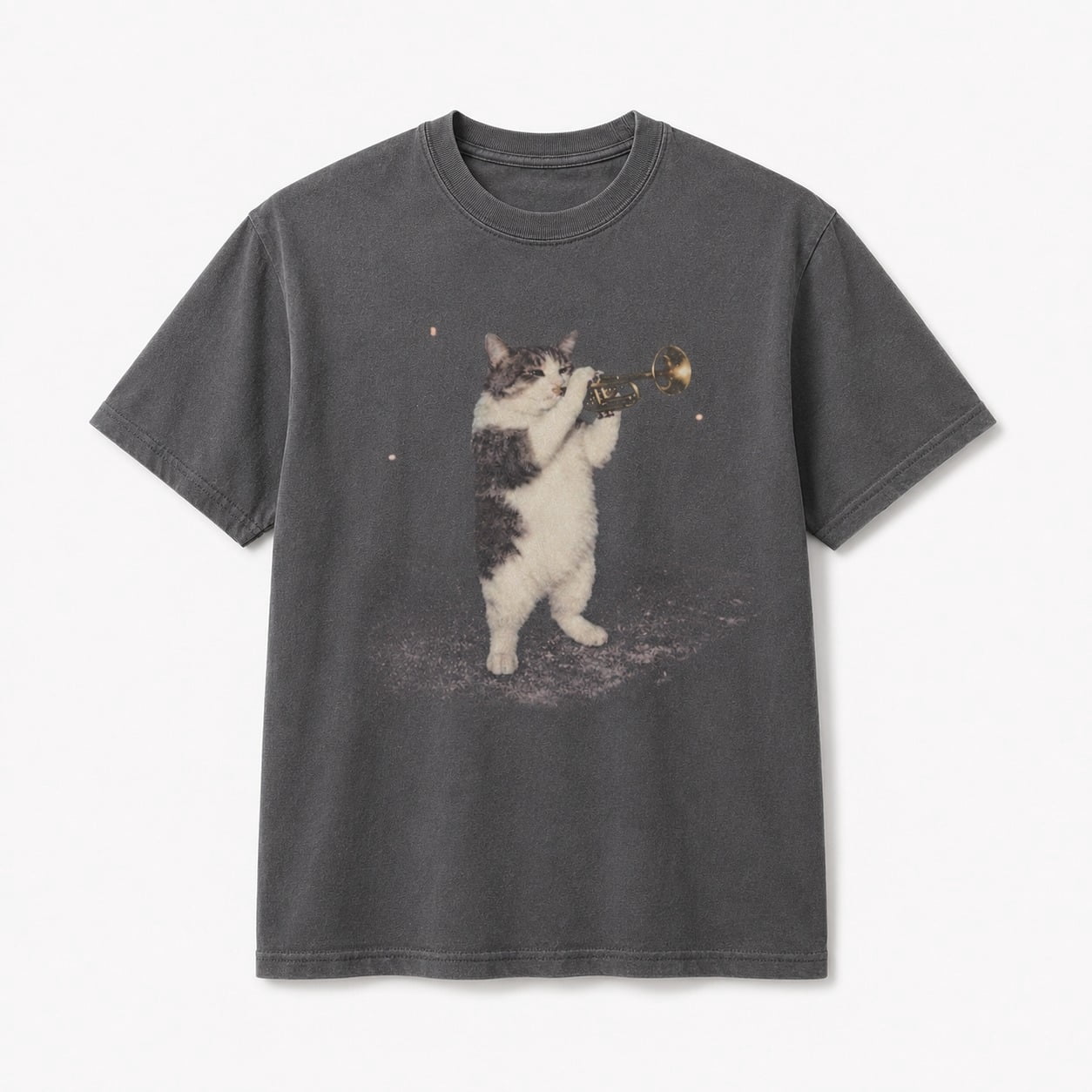 Cat Playing Trumpet Graphic Comfort Colors Tee, Unisex Garment-Dyed ...