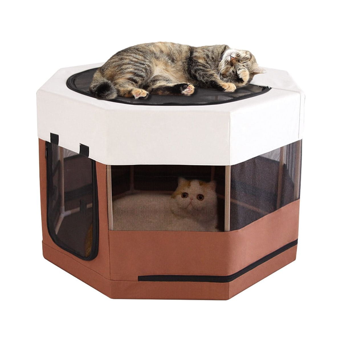 Cat Playpen for Small Animals Wood Frame Cats Cage Indoor Kitten Crate ...