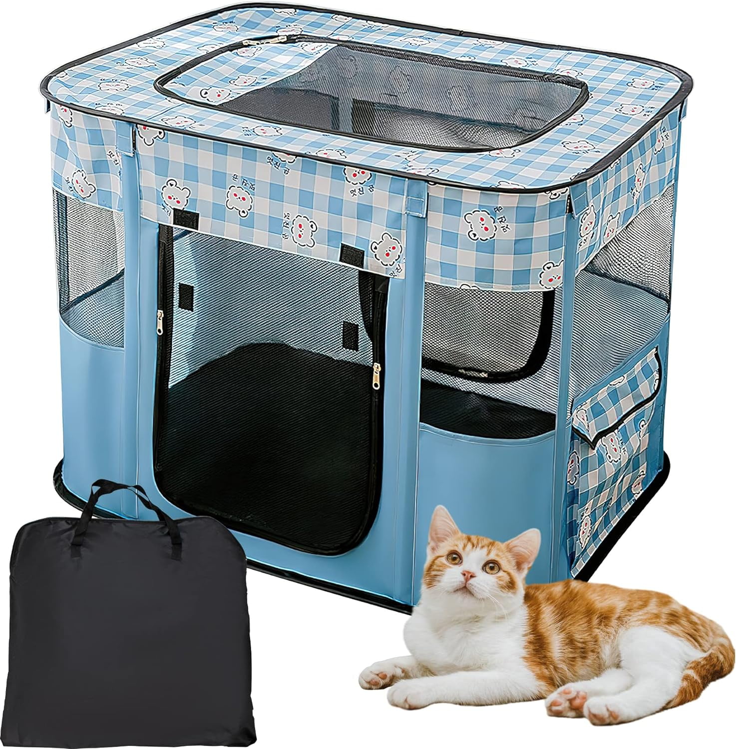 Cat Playpen Travel Kennel,Cat Crate and Kennel,Foldable Pet Playpen ...