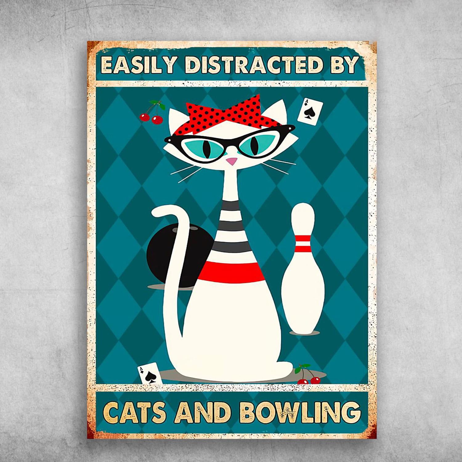 Cat Plays Bowling, Bowling Poster, Easily Distracted By, Cats And ...
