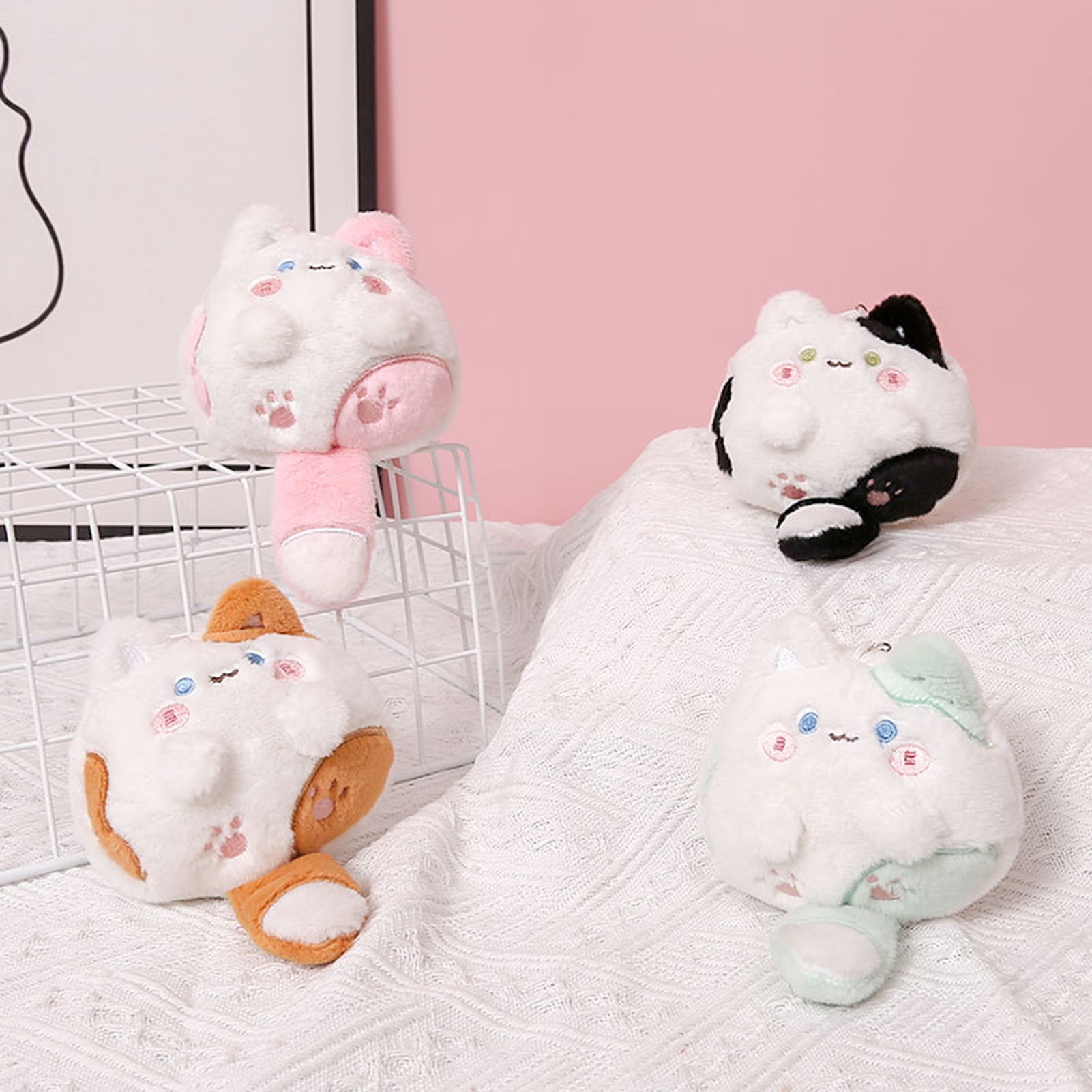Cat Plush Pendant Cute Fat Body - Anime Kitten Plushies Decorative Soft ...