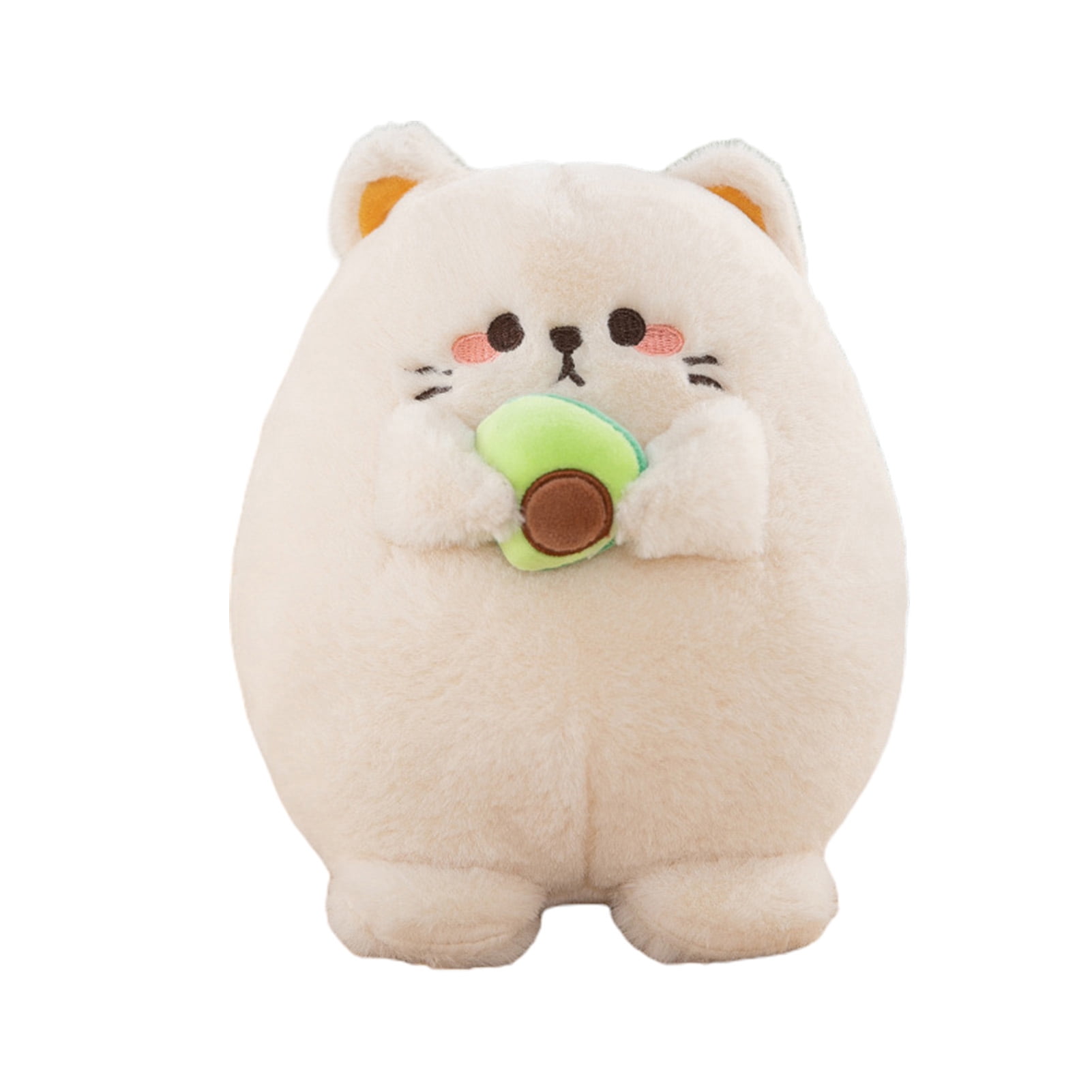 Cat Plush Toy Fat Face Kitten Doll Hold Avocado Plushie Soft Pillow ...