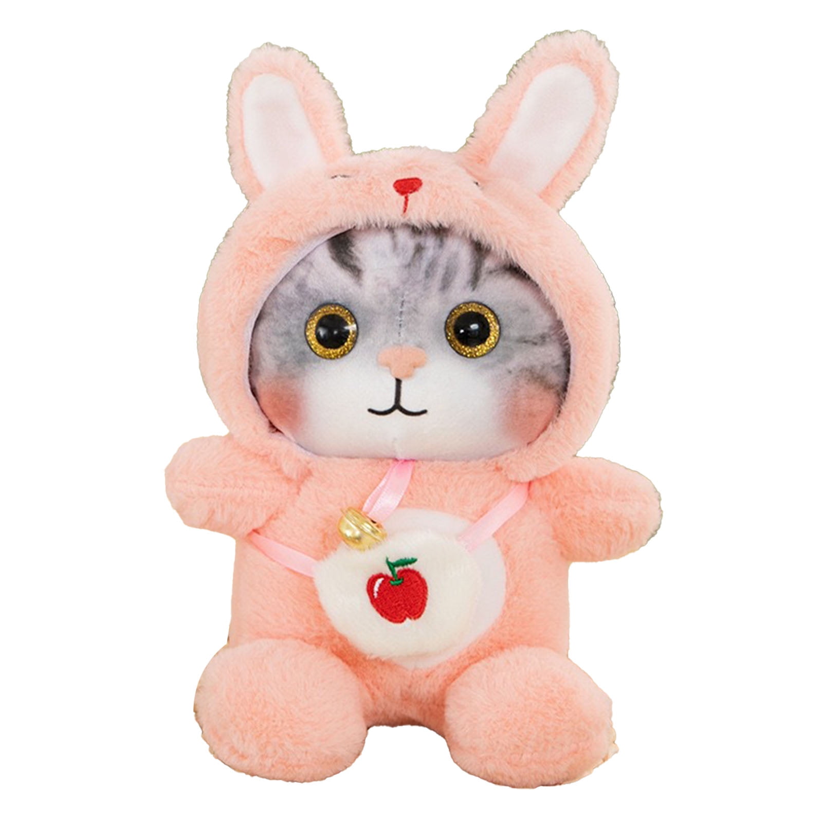Cat Plush Toy Lovely Bell Soft Colorful Fuzzy Stuffed Cat Plush Toy for ...
