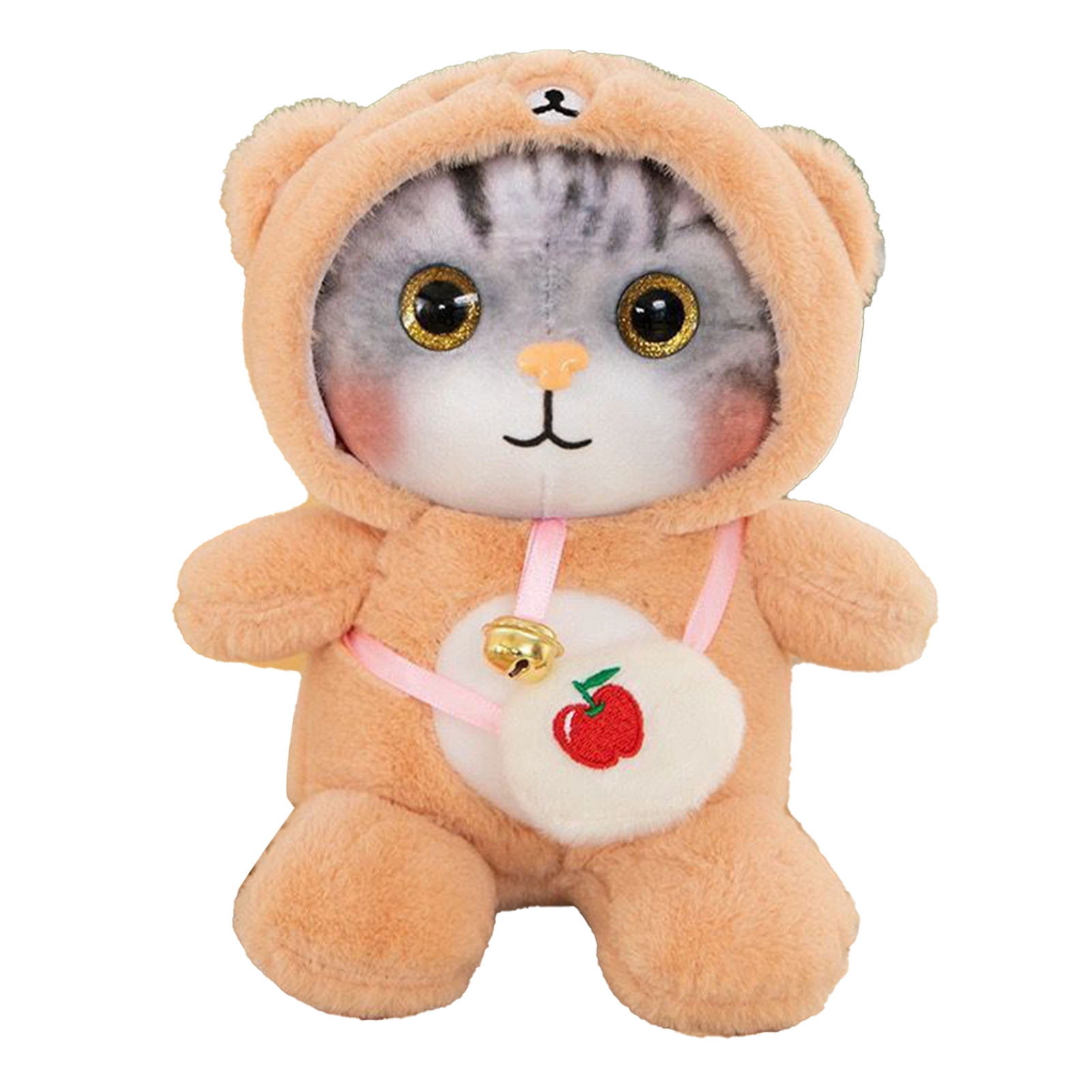 Cat Plush Toy Lovely Bell Soft Colorful Fuzzy Stuffed Cat Plush Toy for ...
