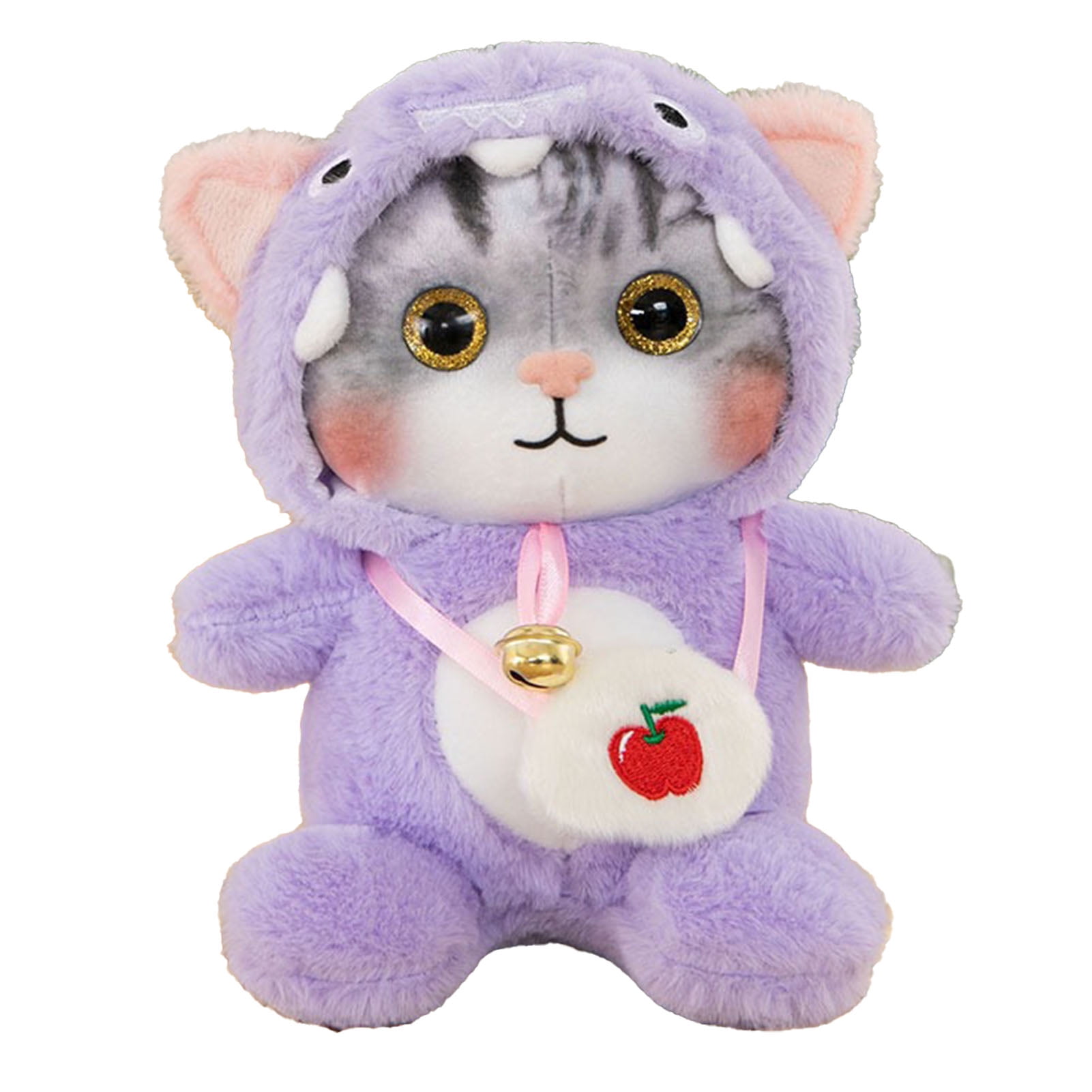 Cat Plush Toy Lovely Bell Soft Colorful Fuzzy Stuffed Cat Plush Toy for ...