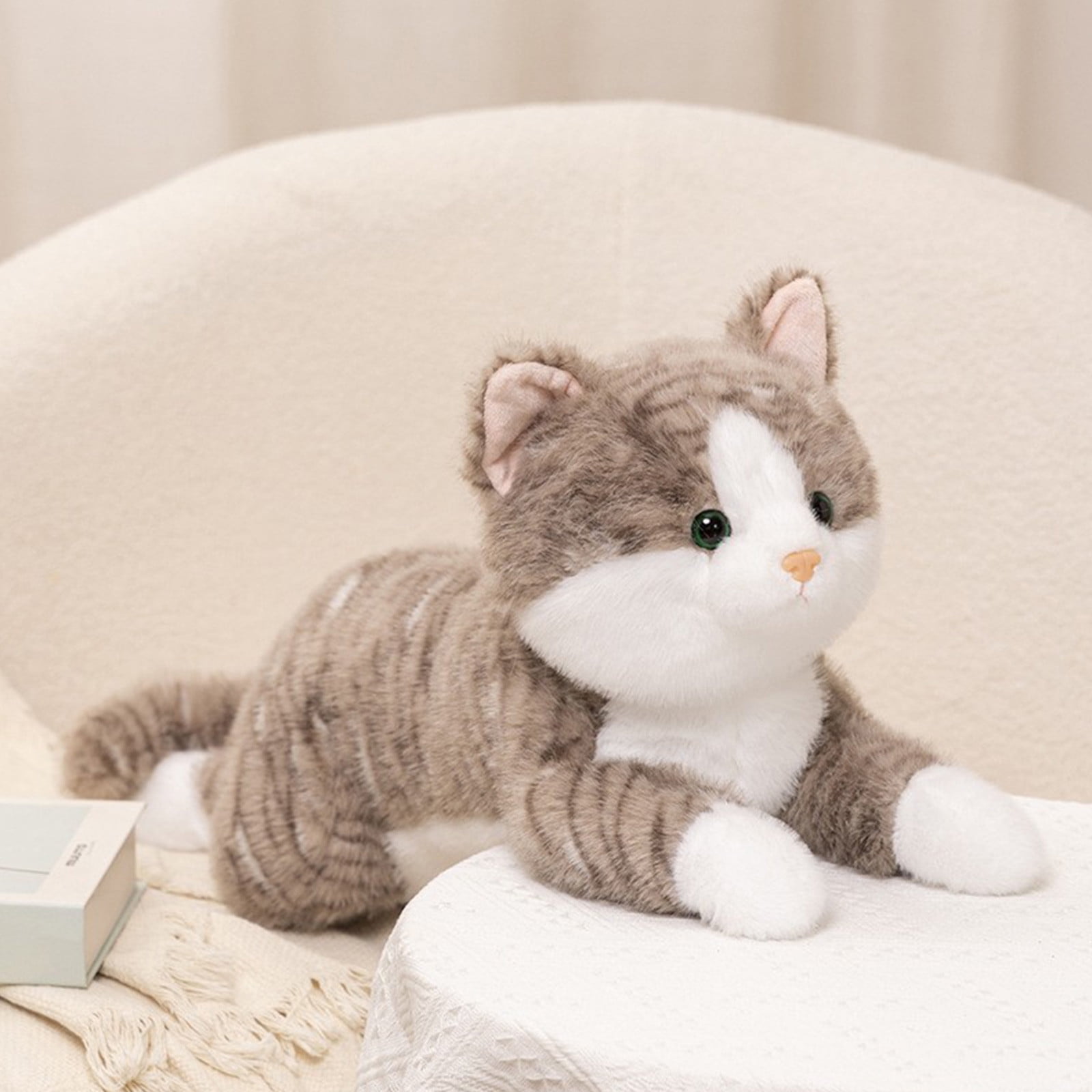Cat Plush Toys,Gray Tabby Cat Stuffed Animals,Realistic Cat Stuffed ...