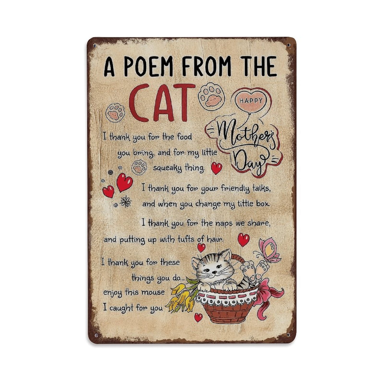 Cat Poems Tin Sign Vintage Metal Poster Living Room Bar Man Cave Home ...