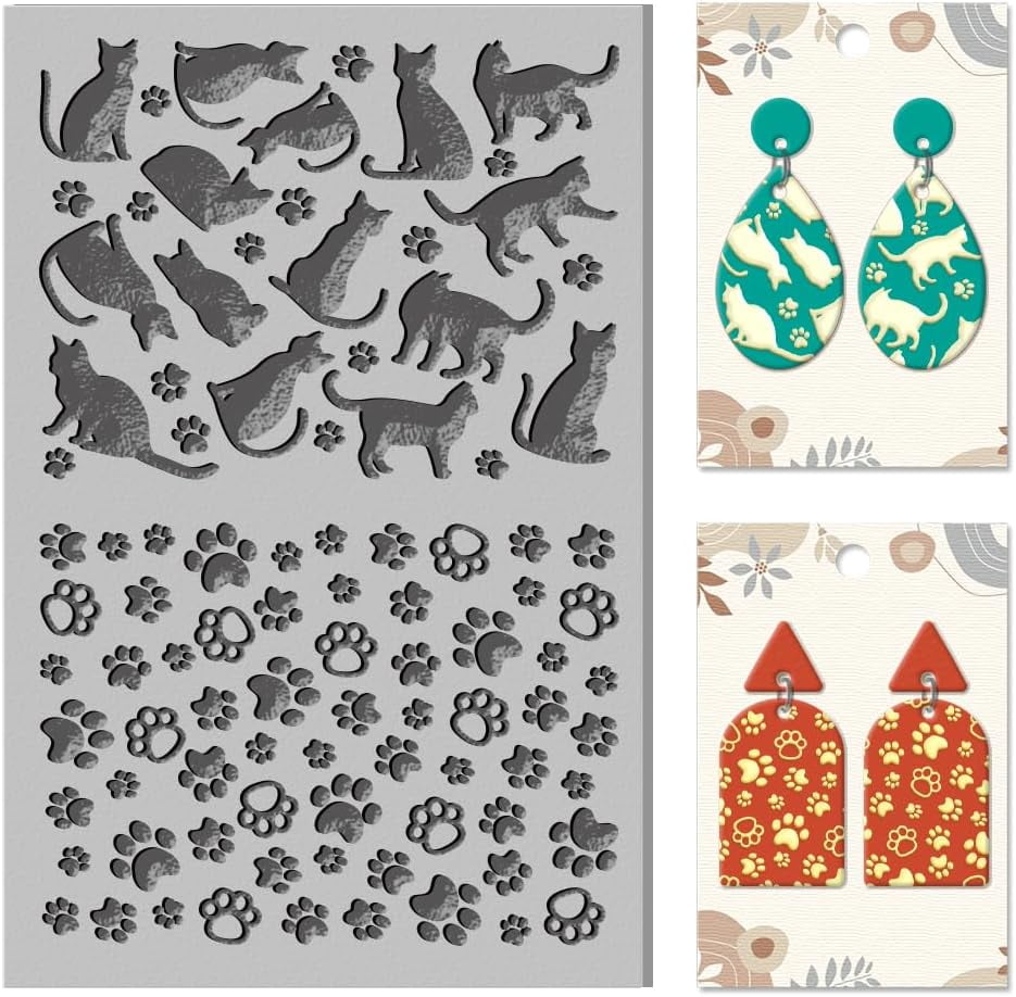 Cat Polymer Clay Texture Sheets Cat Paw Texture Stamp Sheets Clay ...