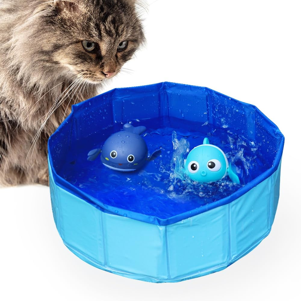Cat Pool Toys With Fish,Cat Water Toy,Portable Cat Splash Play Pool ...