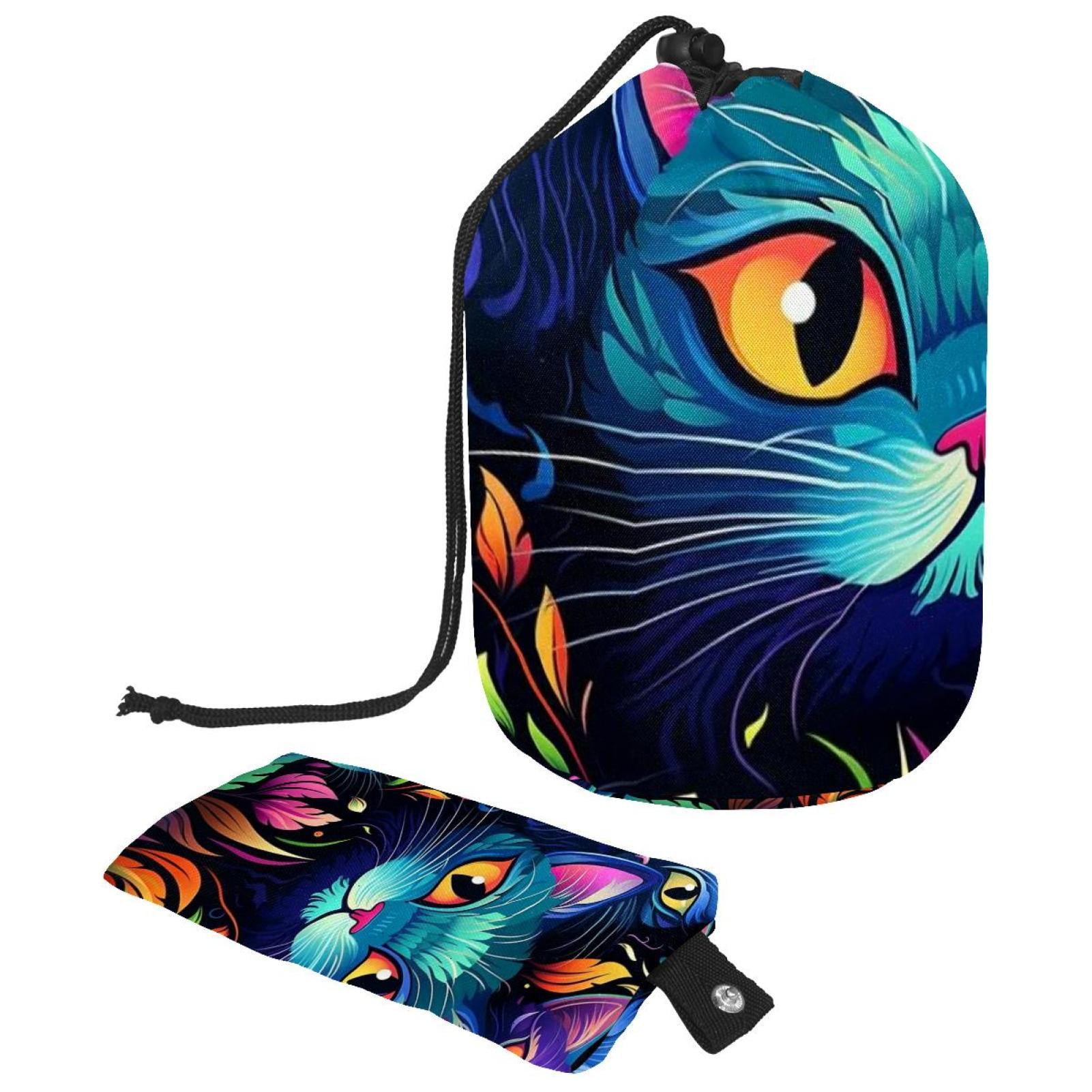 Cat Portable Drawstring Foldable Travel Laundry Bag Wash Mesh Shower ...