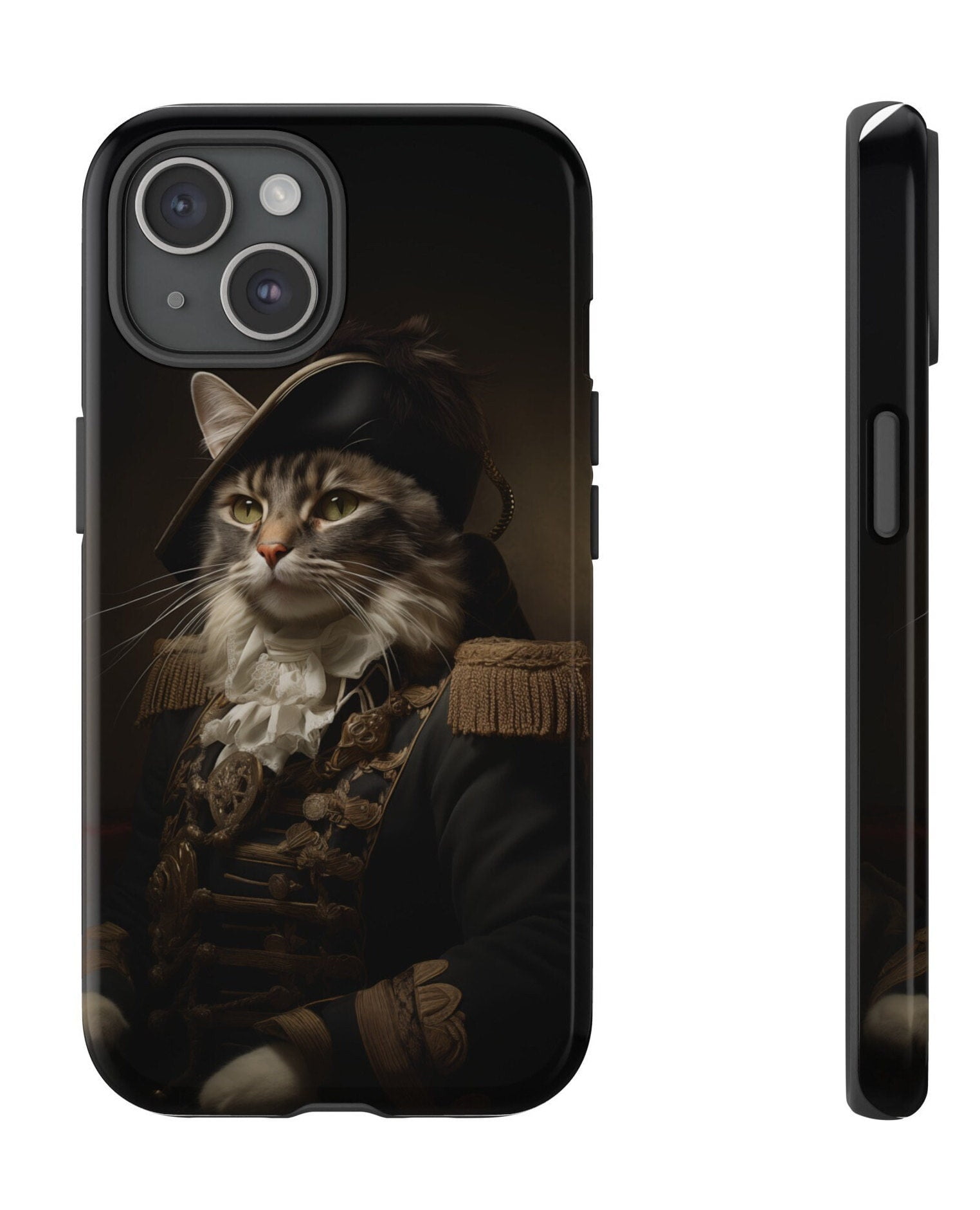 Cat Portrait Phone Case Vintage Royal Art for iPhone 17 through 11 Pro ...