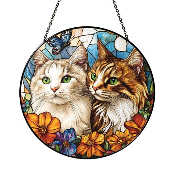 Cat Portrait Window Hanging, Stained Glass Style Acrylic Suncatcher ...