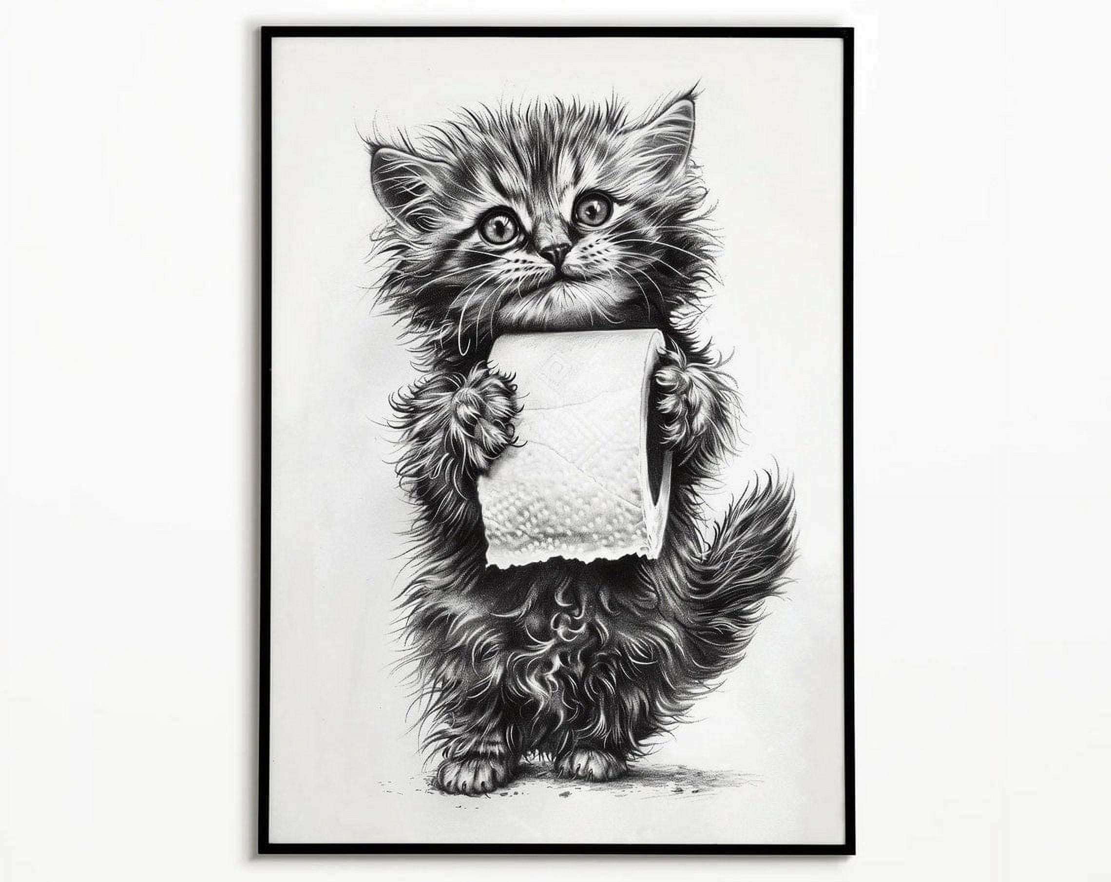 Cat Poster Animal Bathroom Poster Bath Gift Bath Wall Decor Bathroom ...