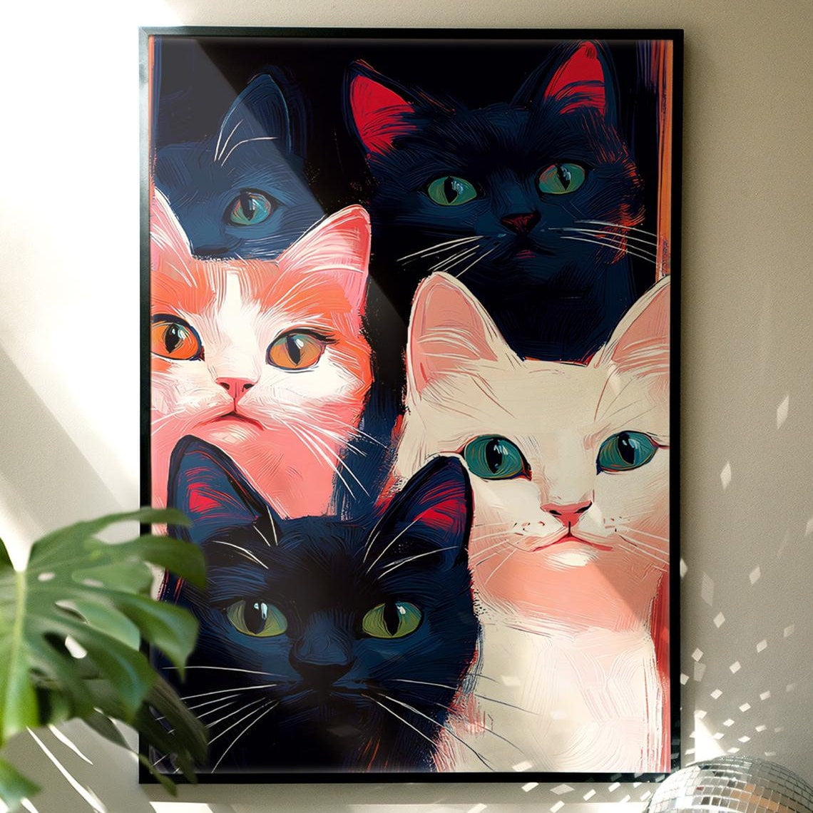 Cat Poster, Beedroom Wall Art, Preppy Animal Print, Dopamine Wall Decor ...