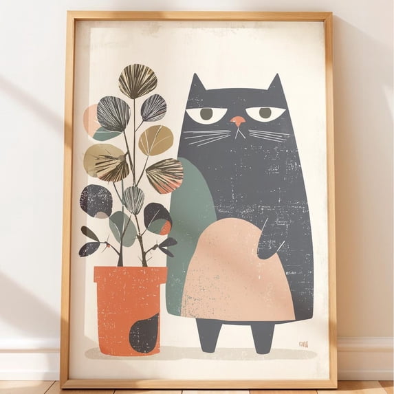 Cat Poster Cute Cat Illustration Cat Minimalist Unframed Paper Print ...