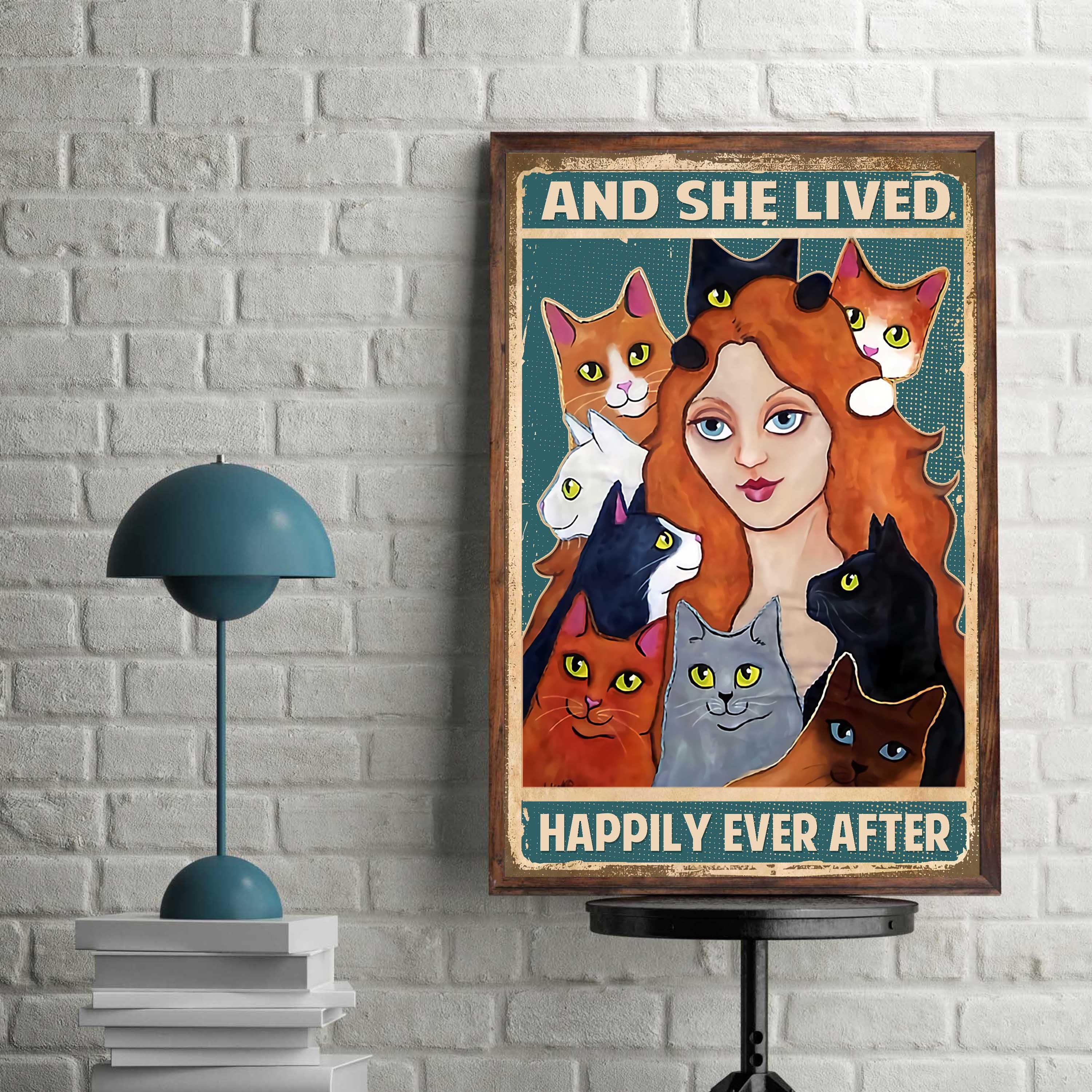 Cat Poster, Love Cat Poster, Funny Cat Poster, Girl Cat Poster, Vintage Cat Poster, Cat Lovers ...