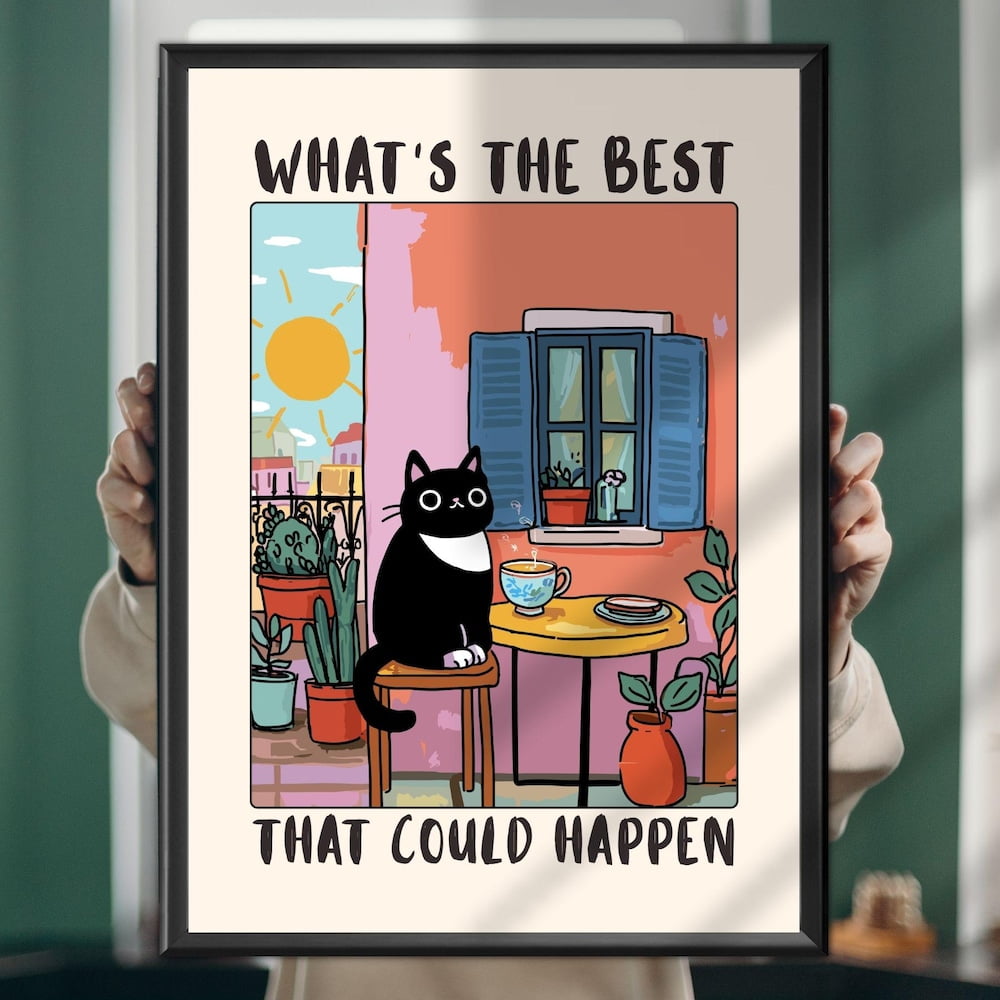 Cat Poster: Positive Quote Art Print - Cat Lover Gift UNFRAMED PAPER ...