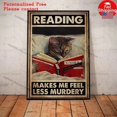 Cat Poster Reading Makes Me Feel Less Murdery Reading Poster Book Lover ...